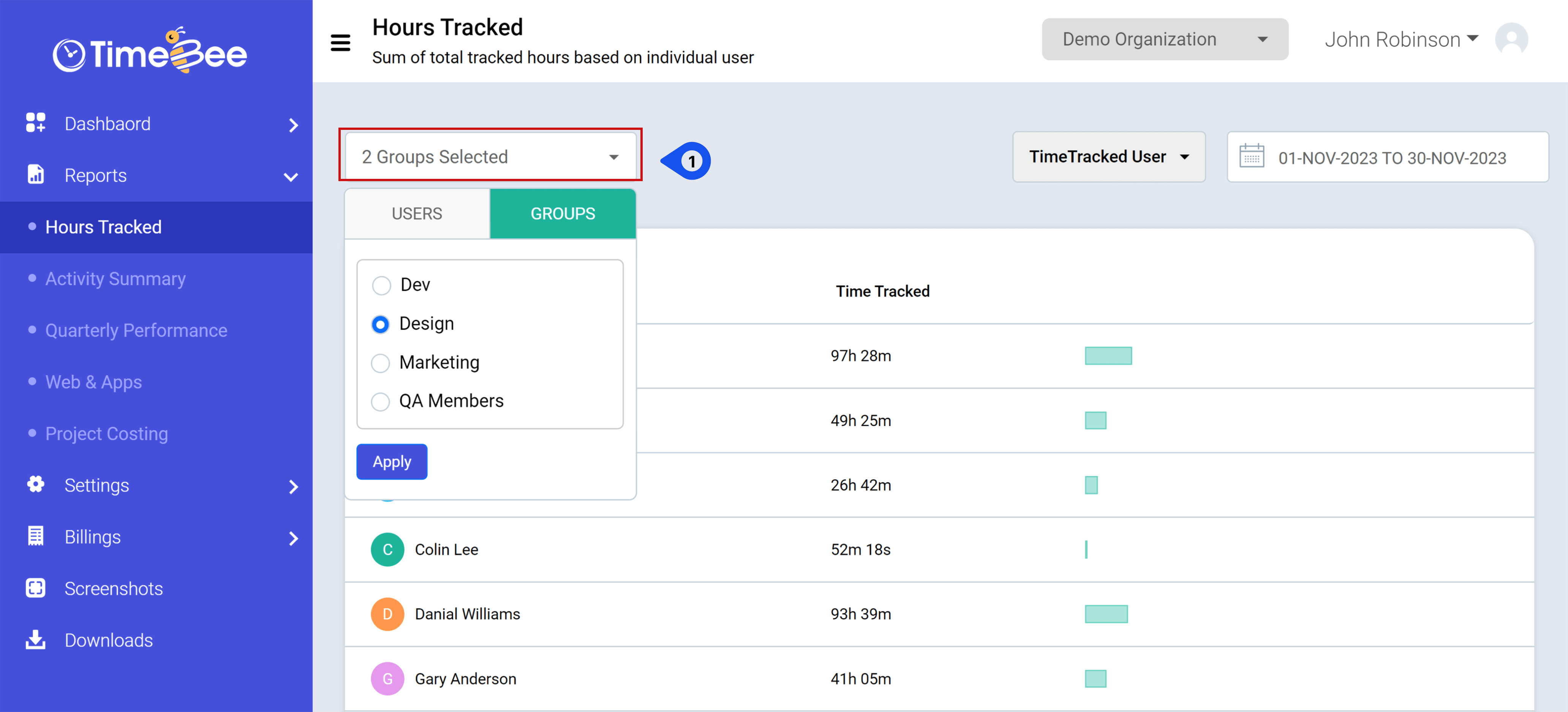Group Management in TimeBee